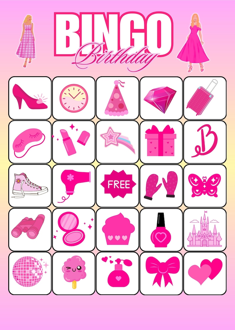 30 Bingo Cards | PINK Princess | Party Games - Etsy