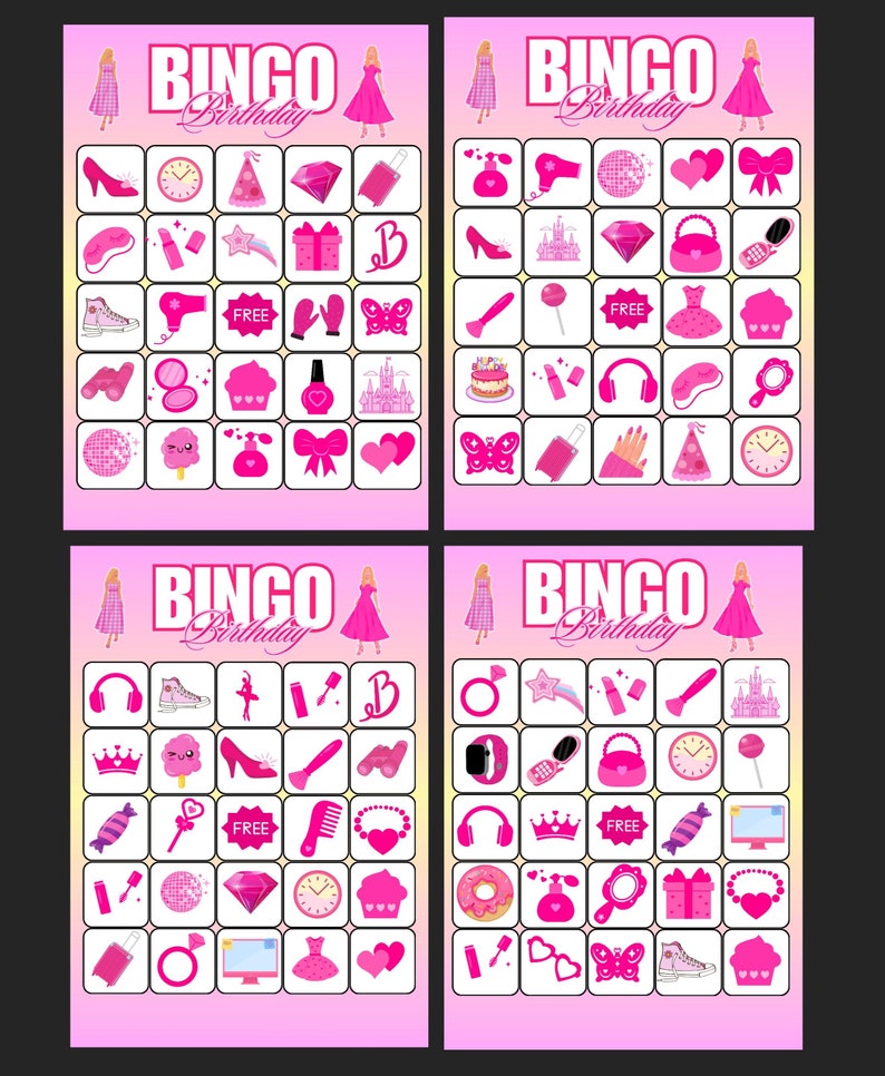 30 Bingo Cards | PINK Princess | Party Games - Etsy