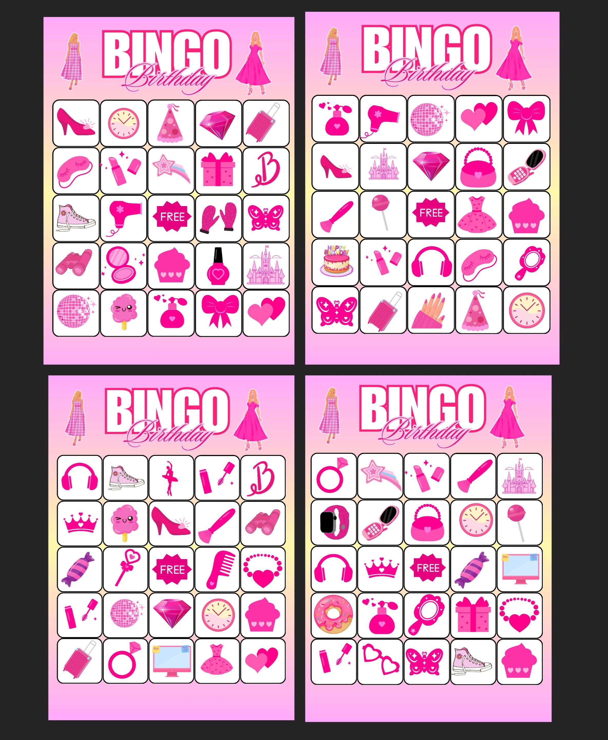 30 Bingo Cards | PINK Princess | Party Games - Etsy