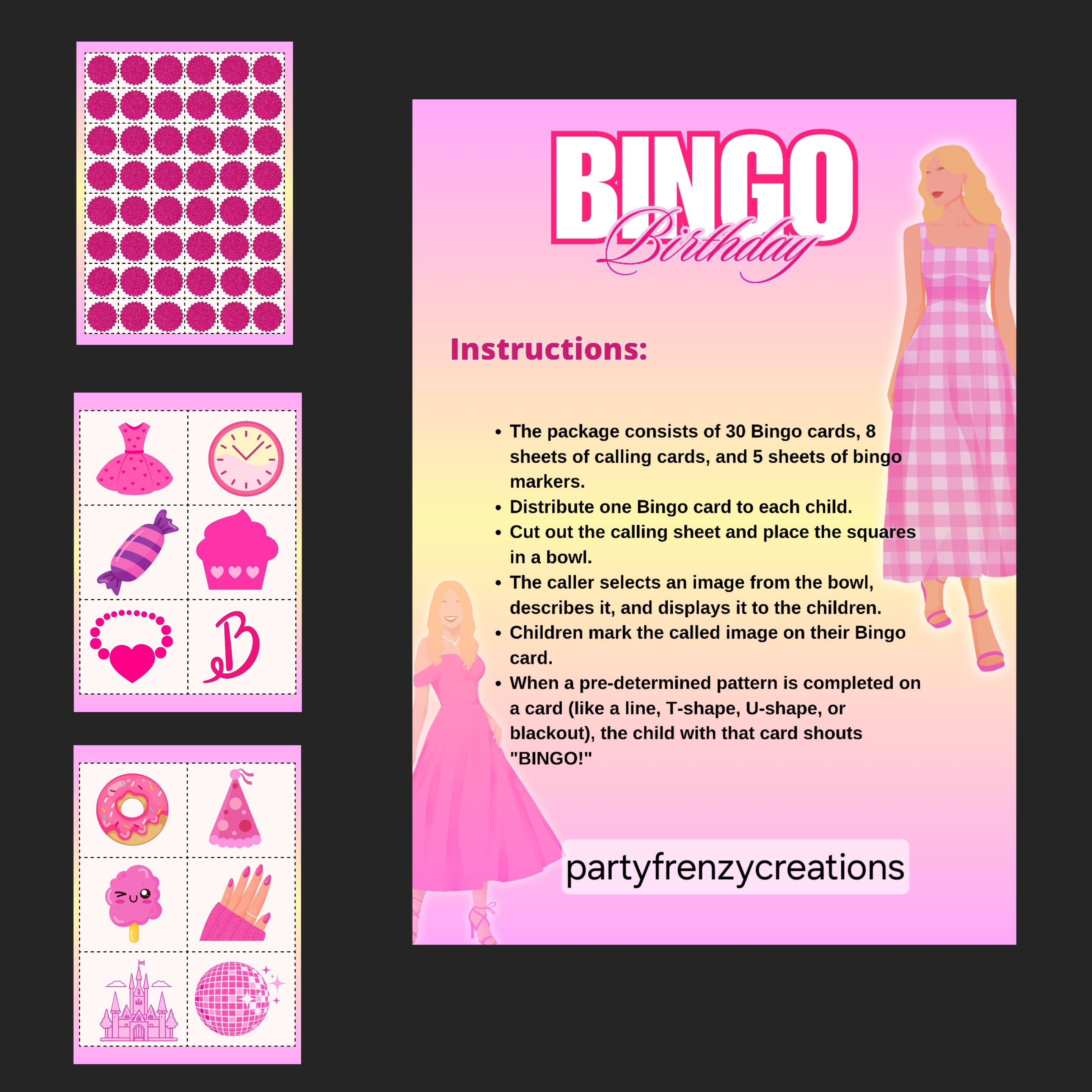 30 Bingo Cards | PINK Princess | Party Games - Etsy