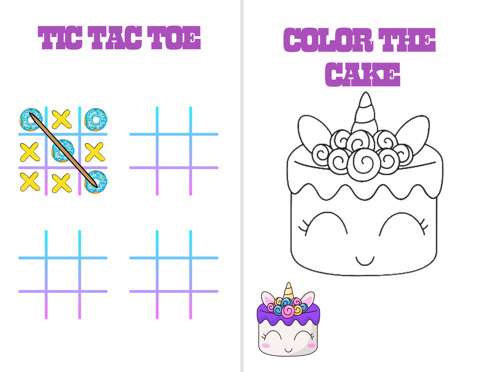 Coloring & Activity Pages Unicorn Birthday Customizable Instant ...