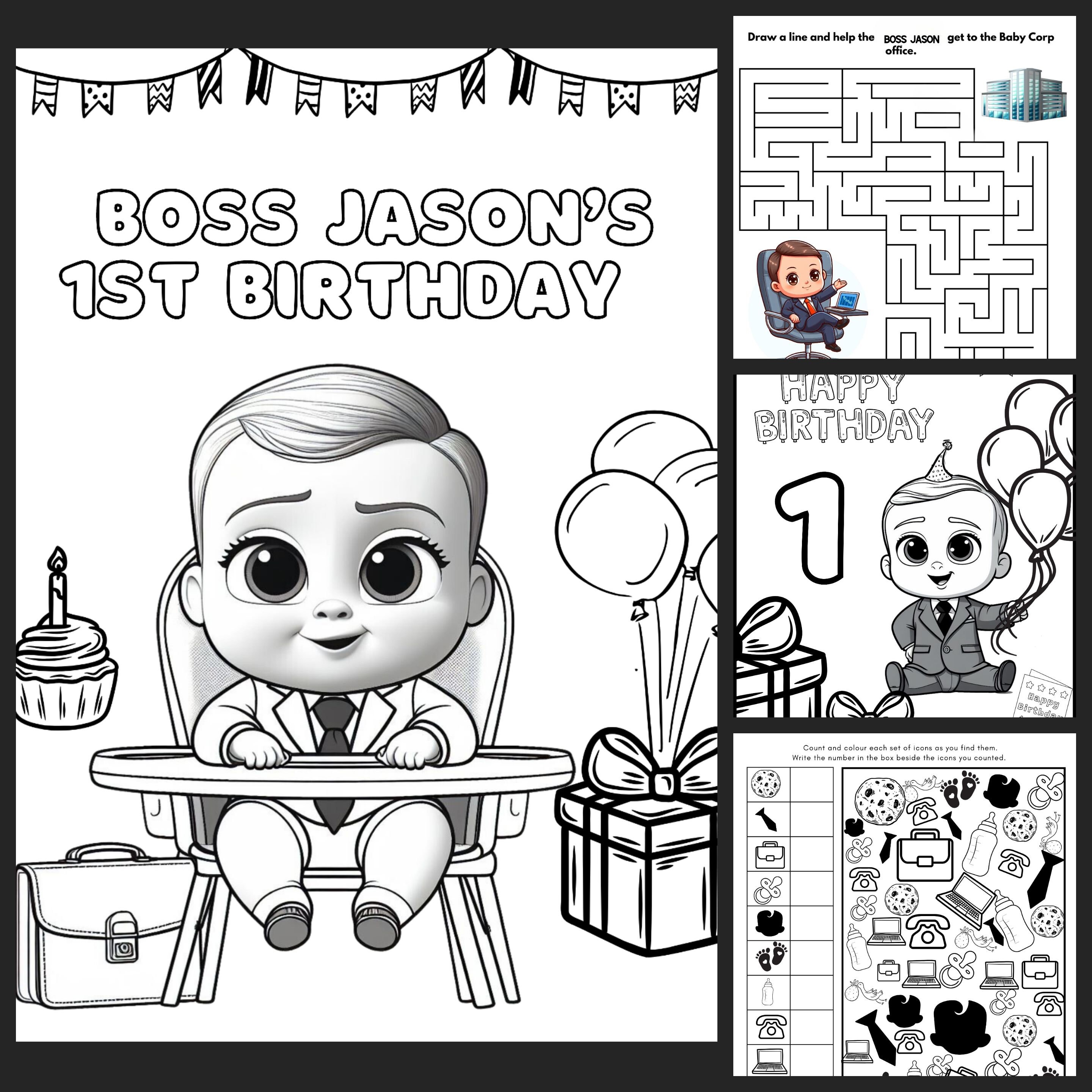Coloring & Activity Pages BOSS Birthday Instant Download - Etsy