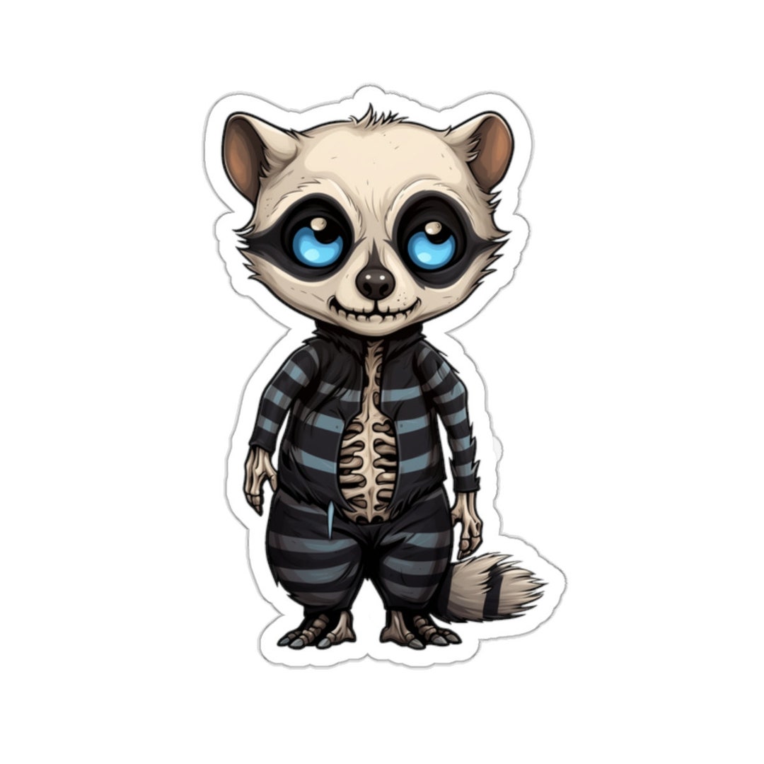 Skeleton Raccoon Sticker - Etsy