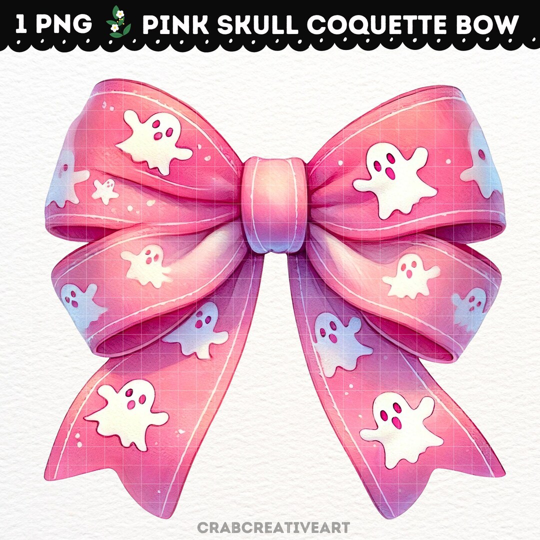 Pink Halloween Coquette Bow PNG for Sublimation - Cute Halloween Pink ...