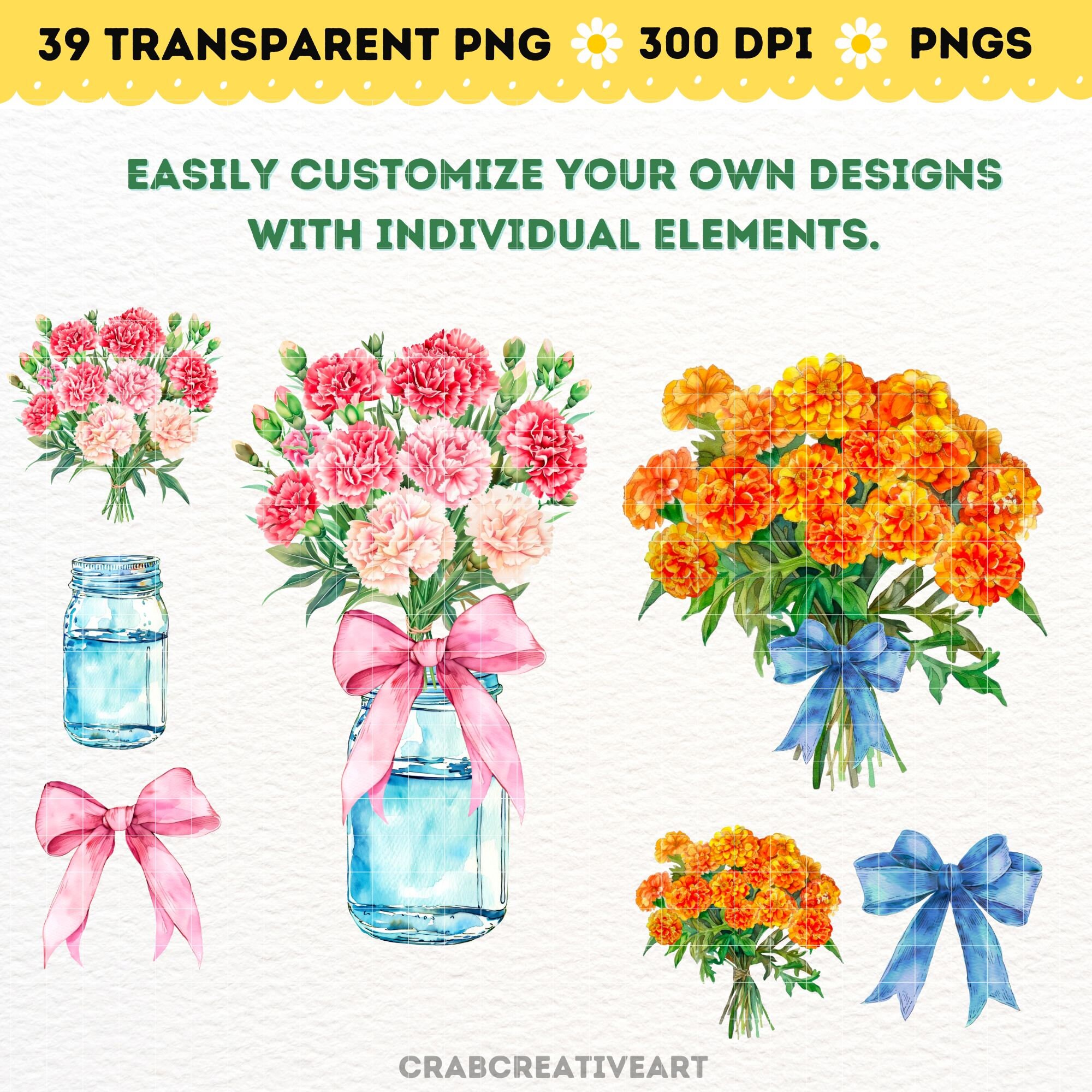 Birth Month Flower Clipart, Watercolor Birth Month Flower, Watercolor ...