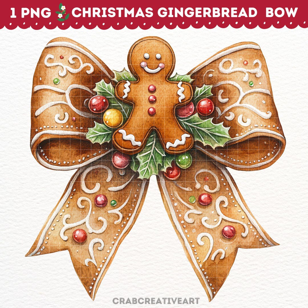 Gingerbread Bow Christmas Coquette Bow PNG, Christmas PNG Christmas ...