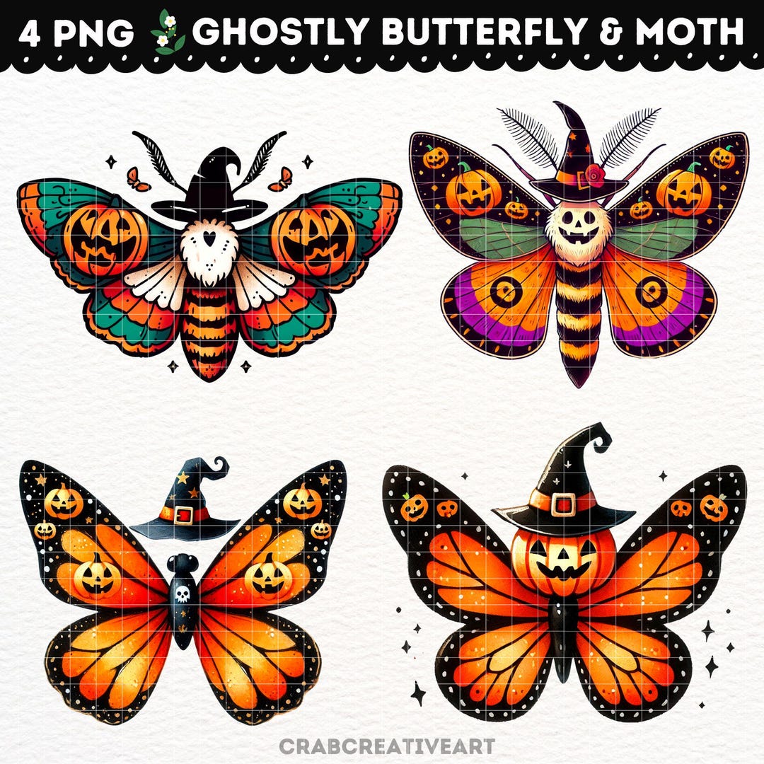 Ghostly Butterfly & MOTH PNG - Monarch Butterfly for Sublimation ...