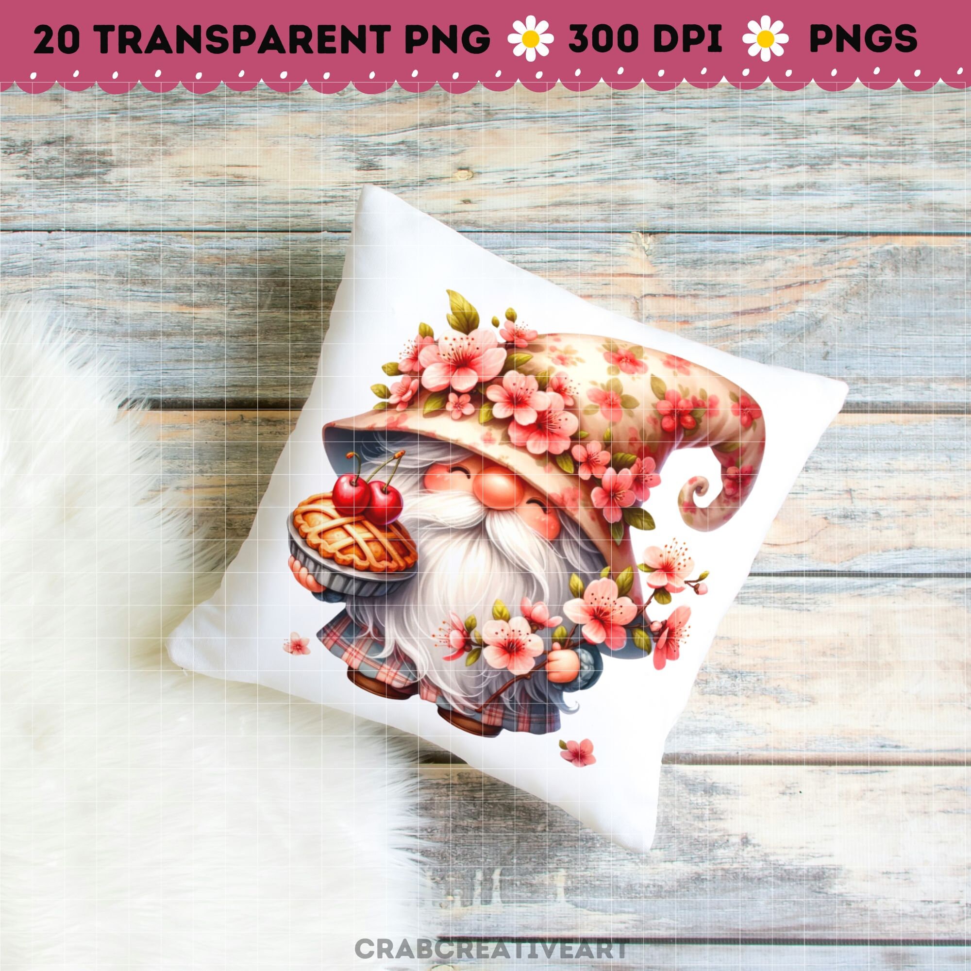 Spring Gnomes Clipart, Cherry Blossom PNG, Nursery Art, Spring Craft ...