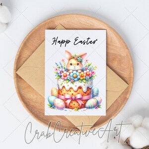 Cute Easter Bunny Clipart, Watercolor Decorations With Cake Cupcake ...
