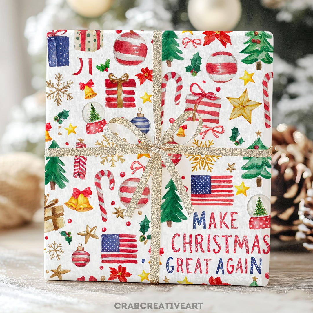 Christmas Wrapping Paper Vintage Style make Christmas Great Again Gift ...