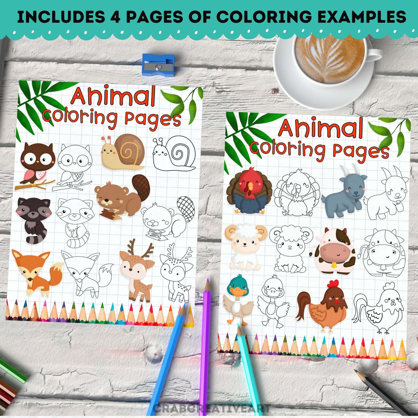 Jungle Animal Coloring Pages - Adult and Kids Coloring Book, Animal ...