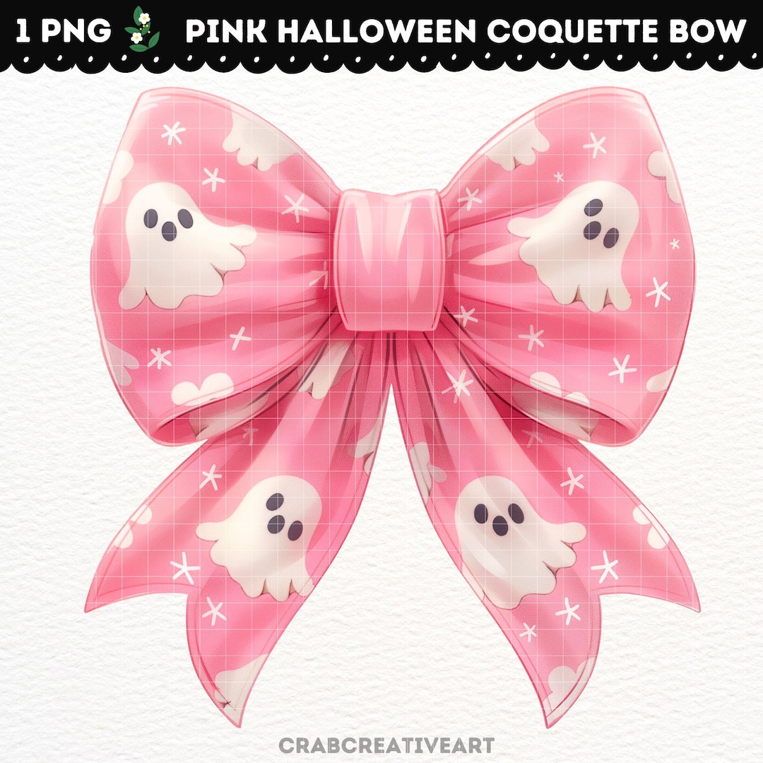 Pink Halloween Coquette Bow PNG for Sublimation - Cute Halloween Pink ...