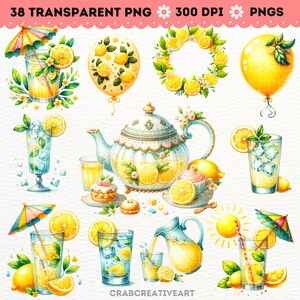 Watercolor Lemon Clipart, Lemonade PNG, Lemon Twig Clipart, Lemon ...