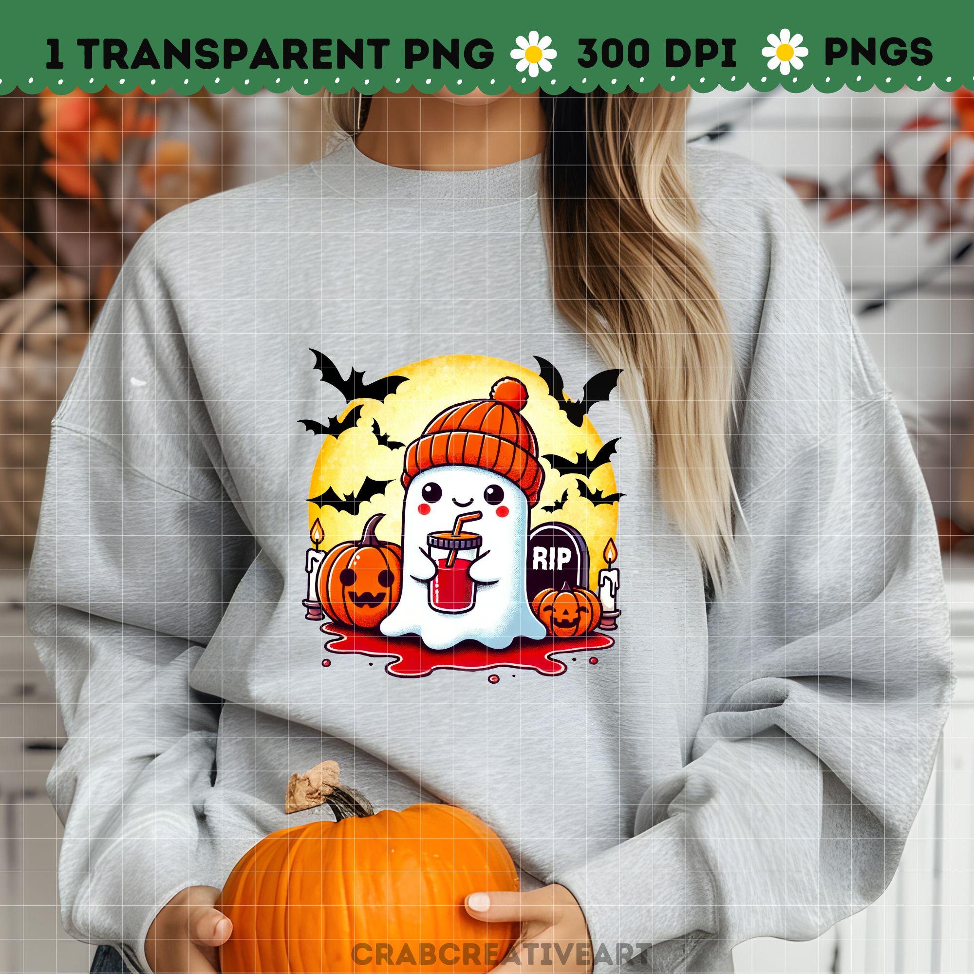 Cute Ghost Blood Sip PNG - Cute Ghost PNG - Halloween Clipart ...