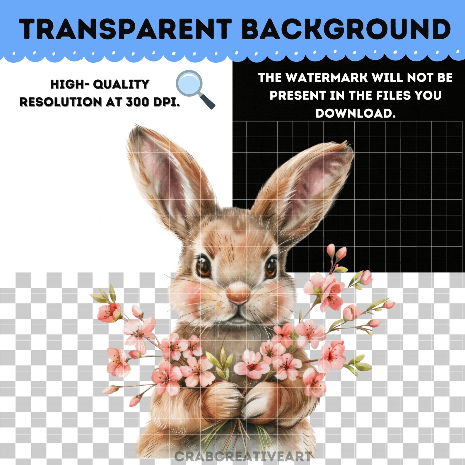 Japanese Sakura Branches Clipart, Blooming Sakura, Springtime Bunny ...