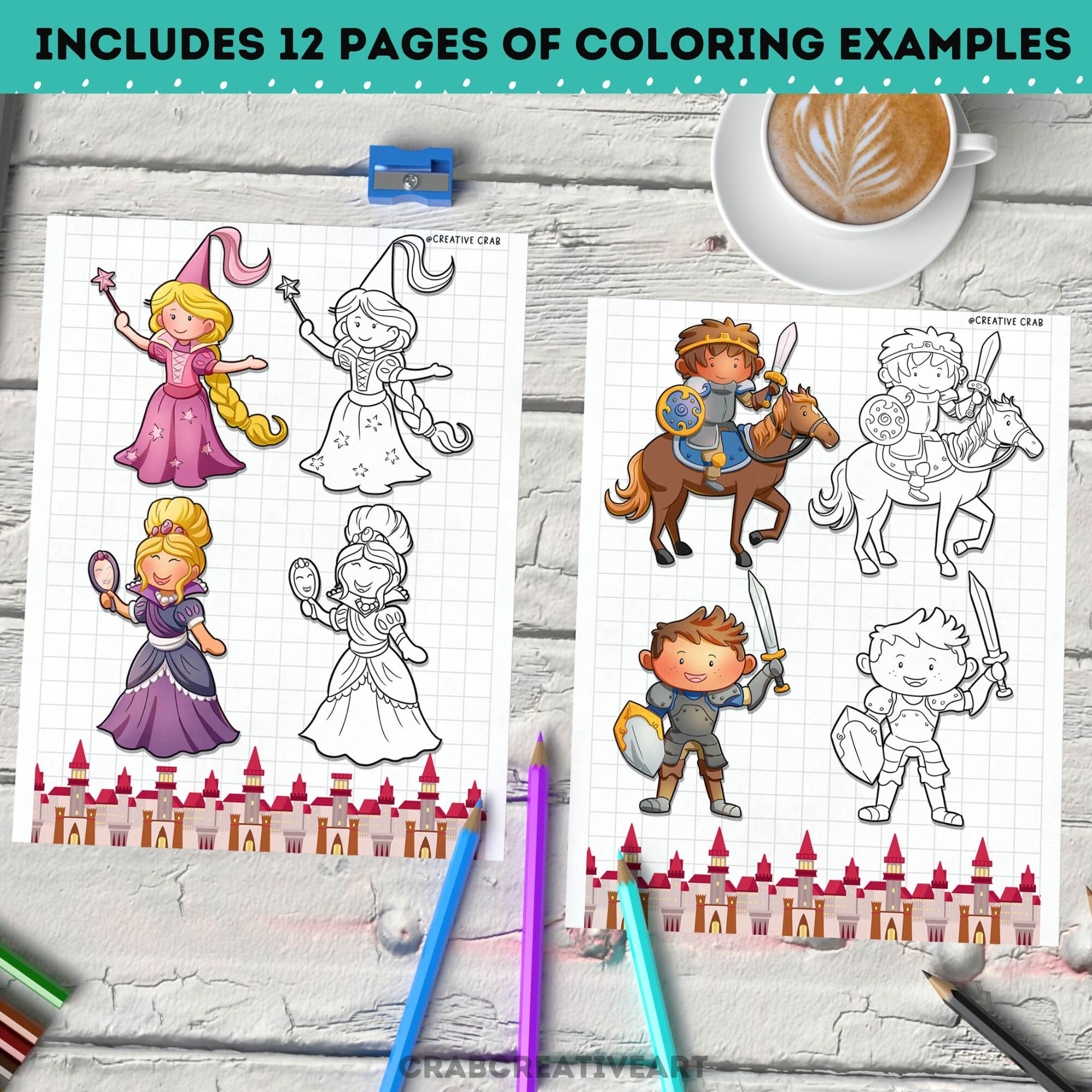 Princess and Prince Coloring Pages | Cartoon Coloring Book, Fairytale ...