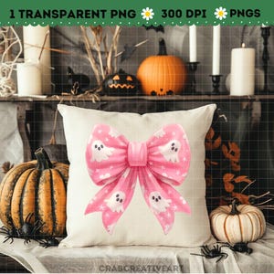Pink Halloween Coquette Bow PNG for Sublimation - Cute Halloween Pink ...