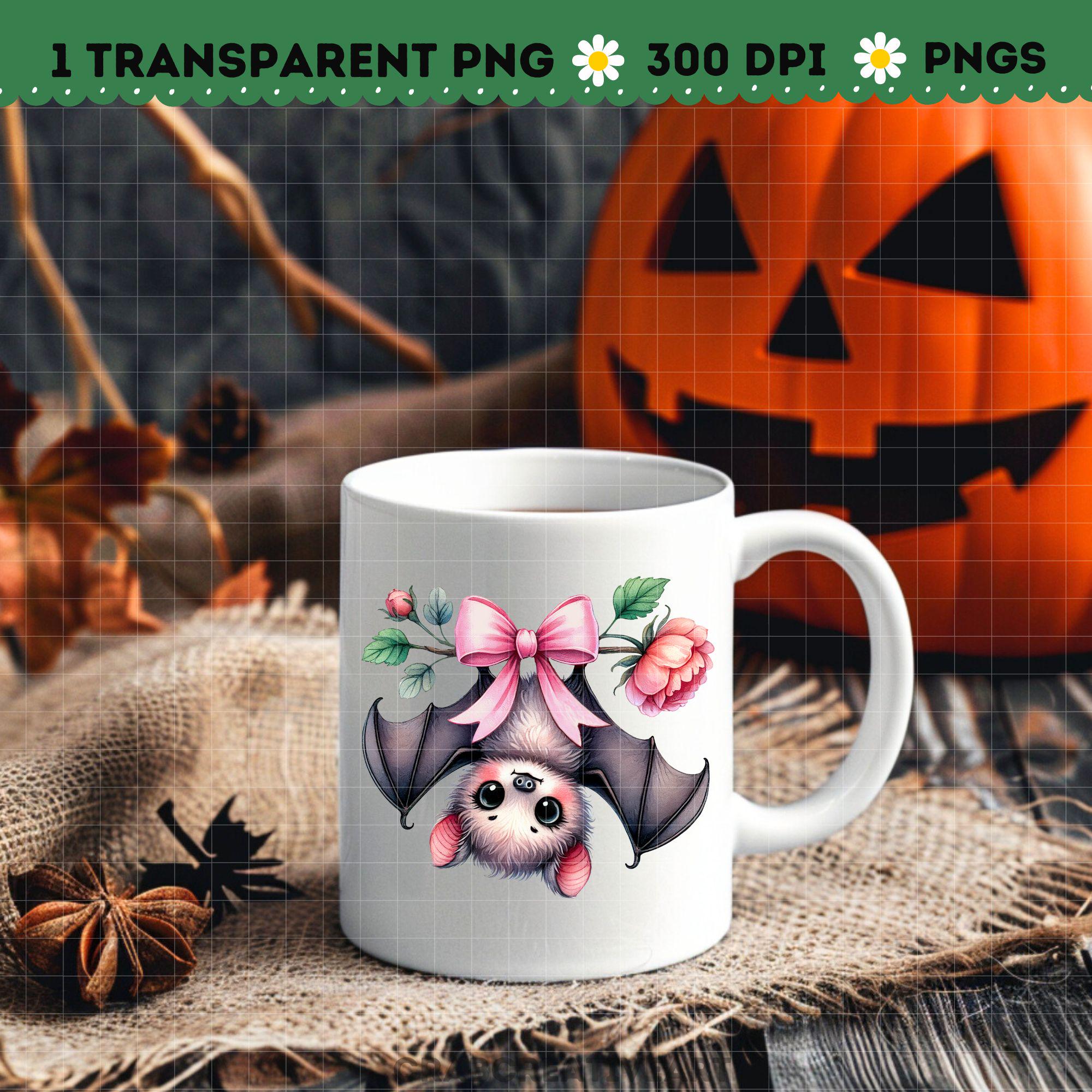 Coquette Bat With Pink Bow and Rose Halloween PNG - Halloween Bat ...