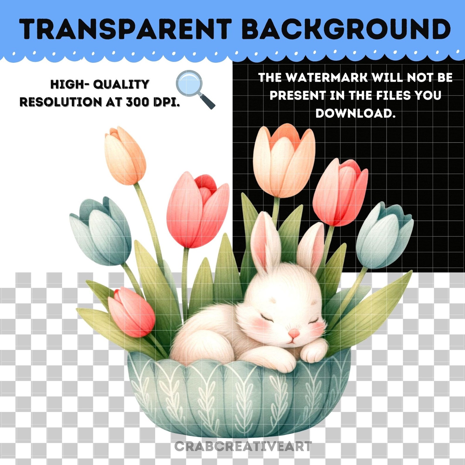 Watercolor Sleeping Bunny Clipart for Nursery Wall Art, Adorable Rabbit ...