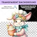 Cute Easter Bunny Clipart, Watercolor Decorations With Cake Cupcake ...