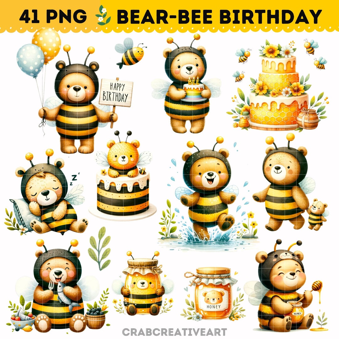 Teddy Bear Baby Shower Birthday Nursery, Bear-bee Birthday Clipart for ...