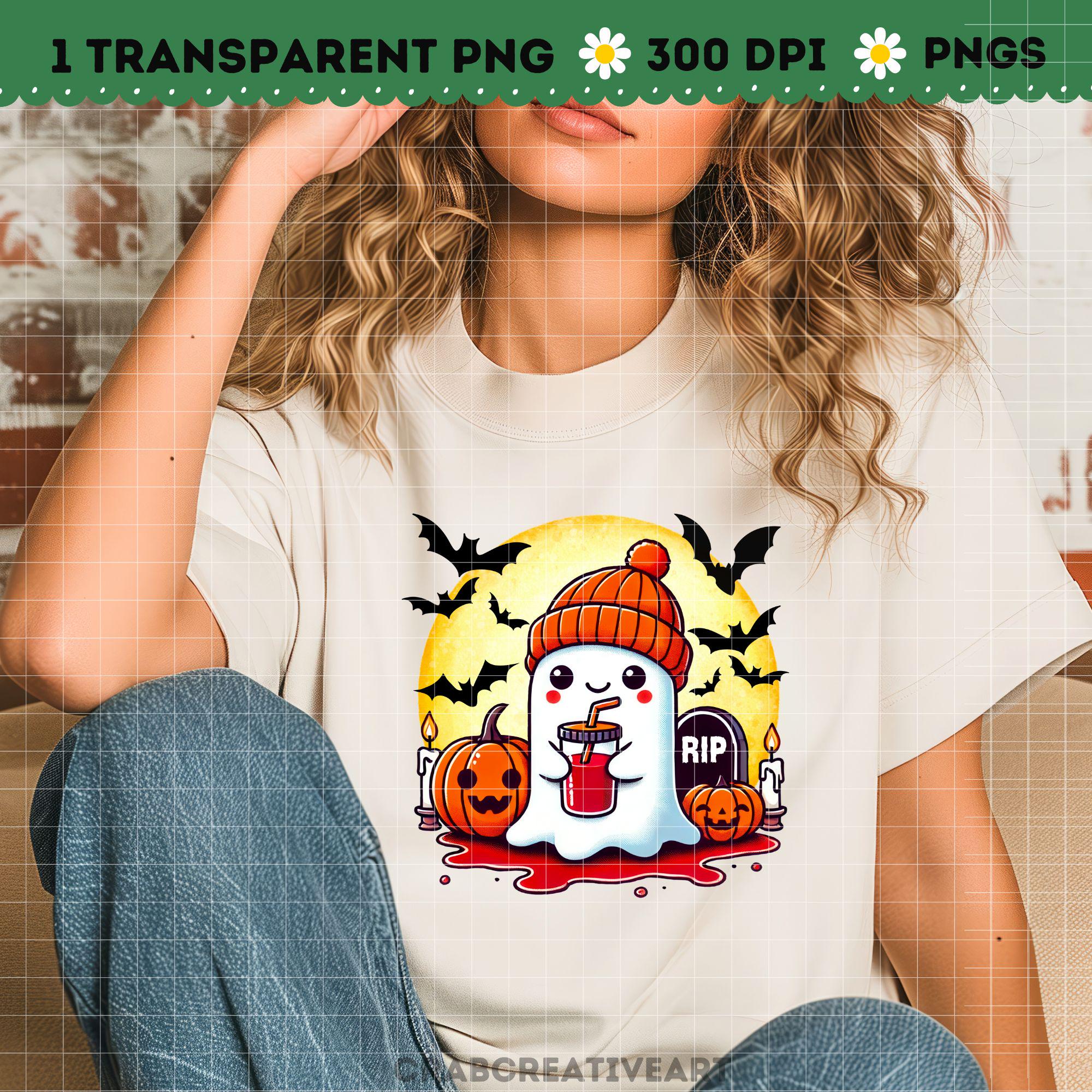 Cute Ghost Blood Sip PNG - Cute Ghost PNG - Halloween Clipart ...