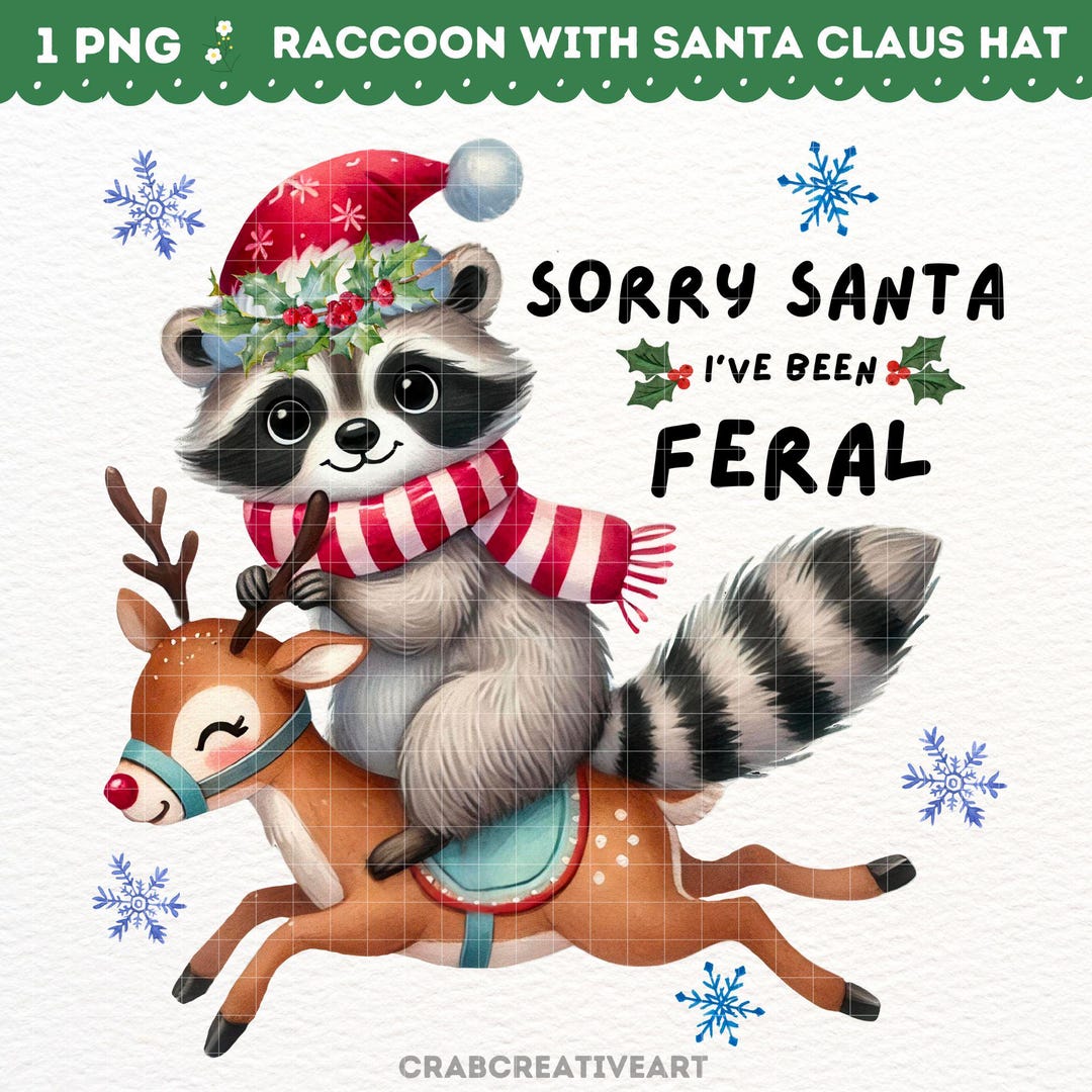 Raccoon With Santa Claus Hat PNG - Funny Raccoon Design - Sorry Santa I ...