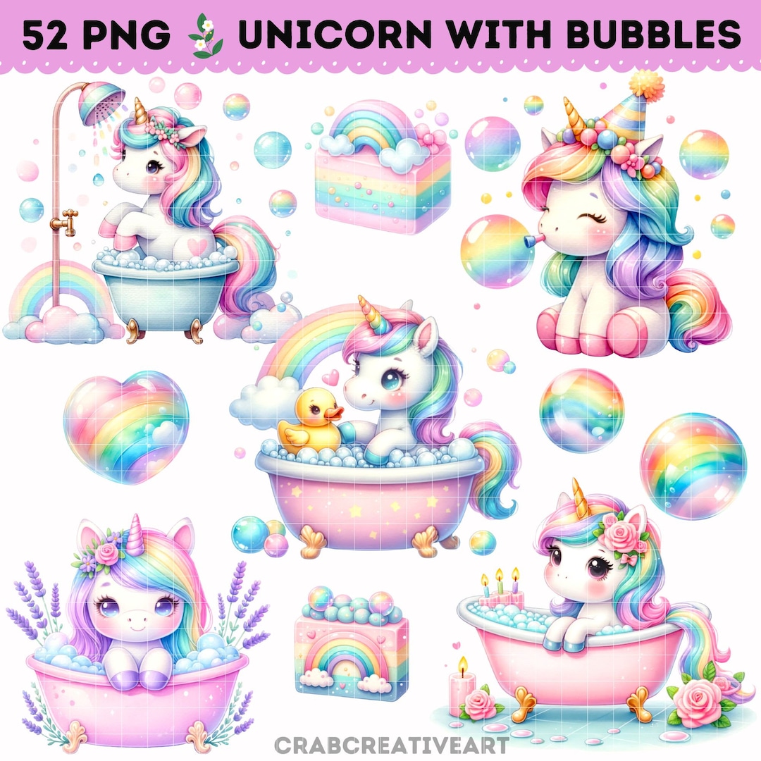 Rainbow Unicorn With Bubble Clipart, Rainbow Unicorn PNG, Unicorn ...