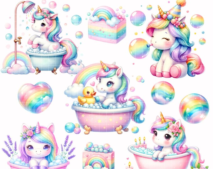 Rainbow Unicorn Clipart, Cute Unicorn PNG, Unicorn Birthday Party Clip ...