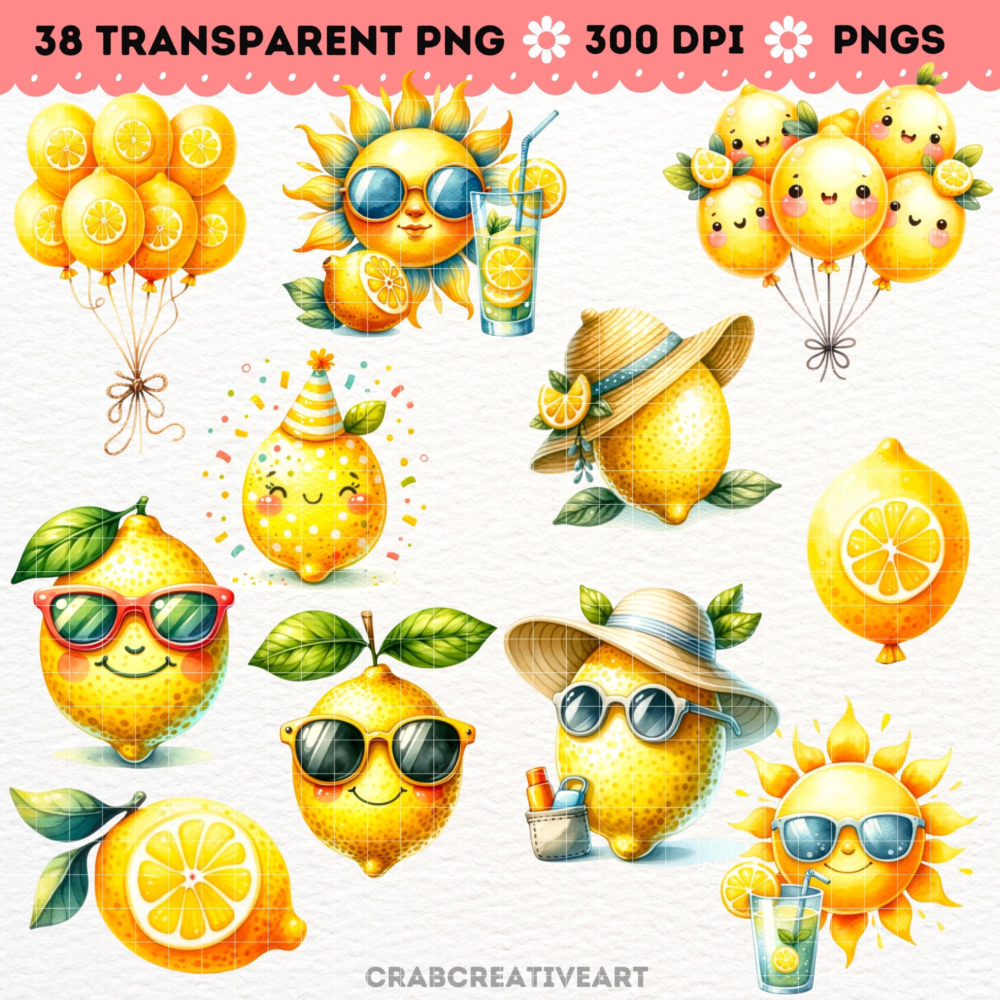 Watercolor Lemon Clipart, Lemonade PNG, Lemon Twig Clipart, Lemon ...