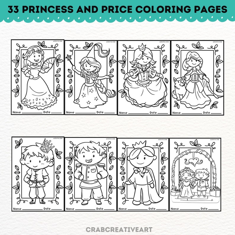 Princess and Prince Coloring Pages | Cartoon Coloring Book, Fairytale ...