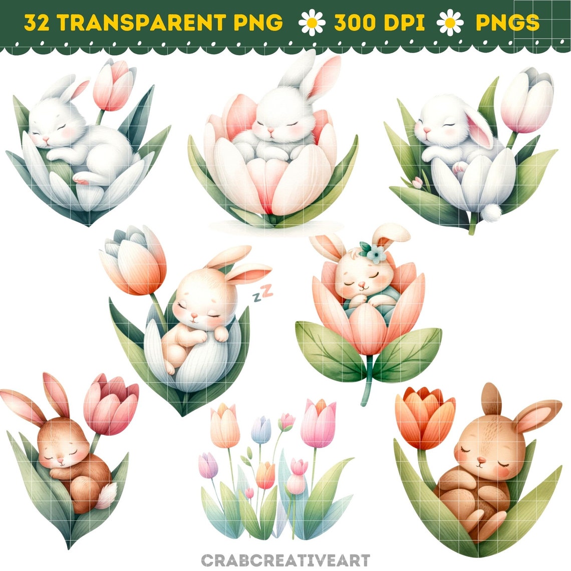 Watercolor Sleeping Bunny Clipart for Nursery Wall Art, Adorable Rabbit ...