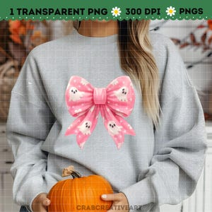 Pink Halloween Coquette Bow PNG for Sublimation - Cute Halloween Pink ...