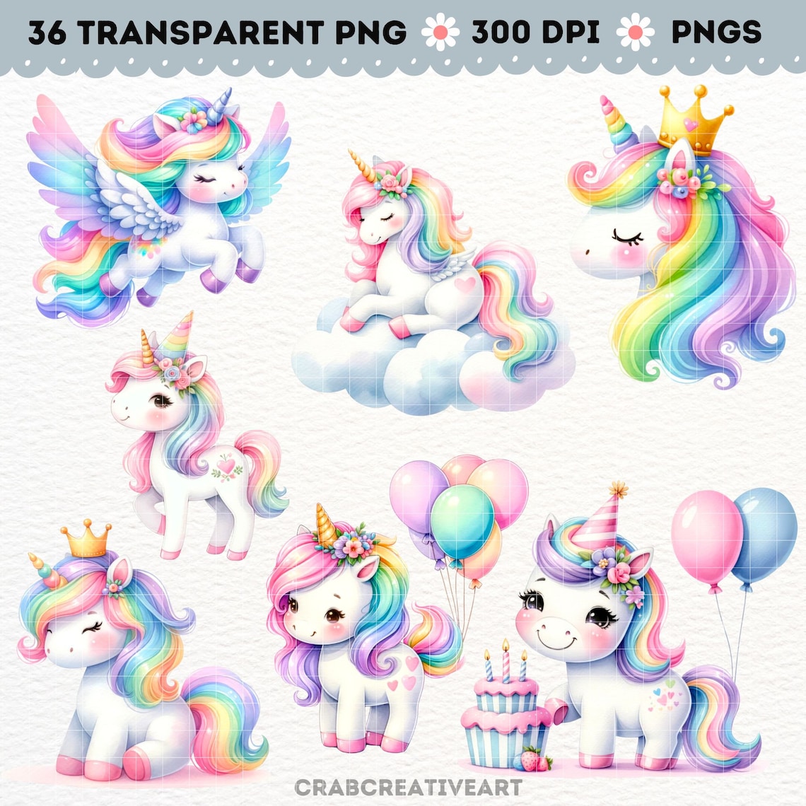 Rainbow Unicorn Clipart, Cute Unicorn PNG, Unicorn Birthday Party Clip ...
