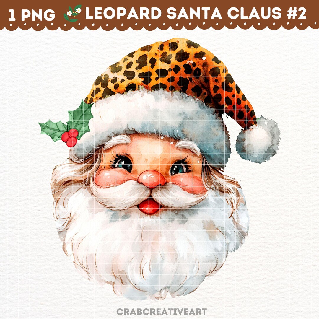 Retro Leopard Santa Claus PNG - Leopard Santa PNG Sublimation Design ...