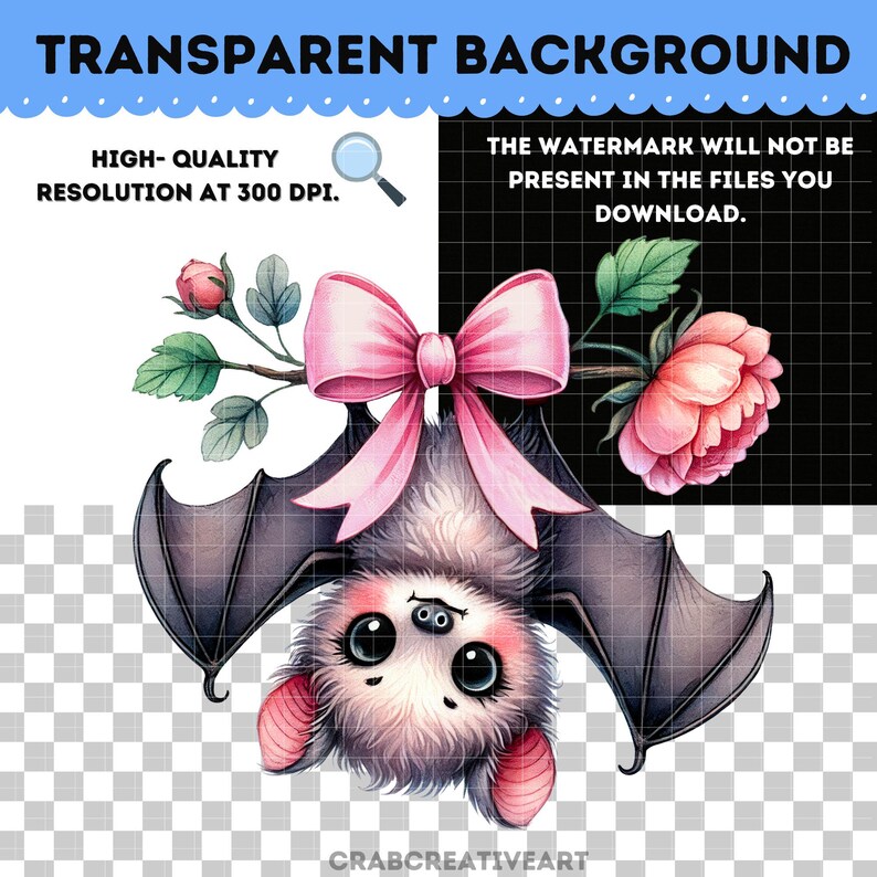 Coquette Bat With Pink Bow and Rose Halloween PNG - Halloween Bat ...