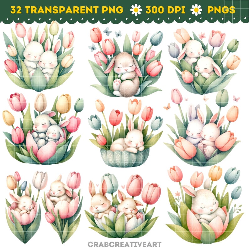 Watercolor Sleeping Bunny Clipart for Nursery Wall Art, Adorable Rabbit ...