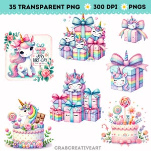 Sweet Magic Unicorns Watercolor Clipart - Rainbow Unicorn PNG - Unicorn ...