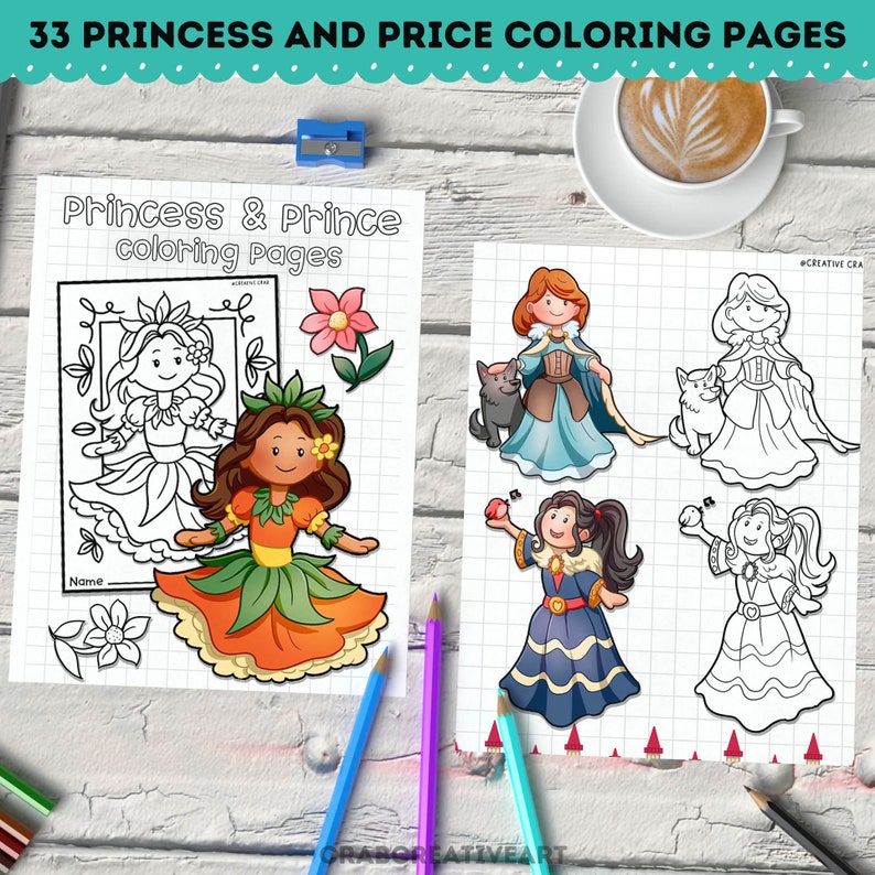 Princess and Prince Coloring Pages | Cartoon Coloring Book, Fairytale ...