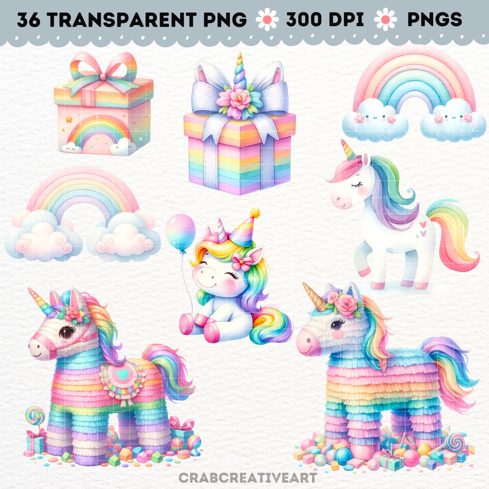 Rainbow Unicorn Clipart, Cute Unicorn PNG, Unicorn Birthday Party Clip ...