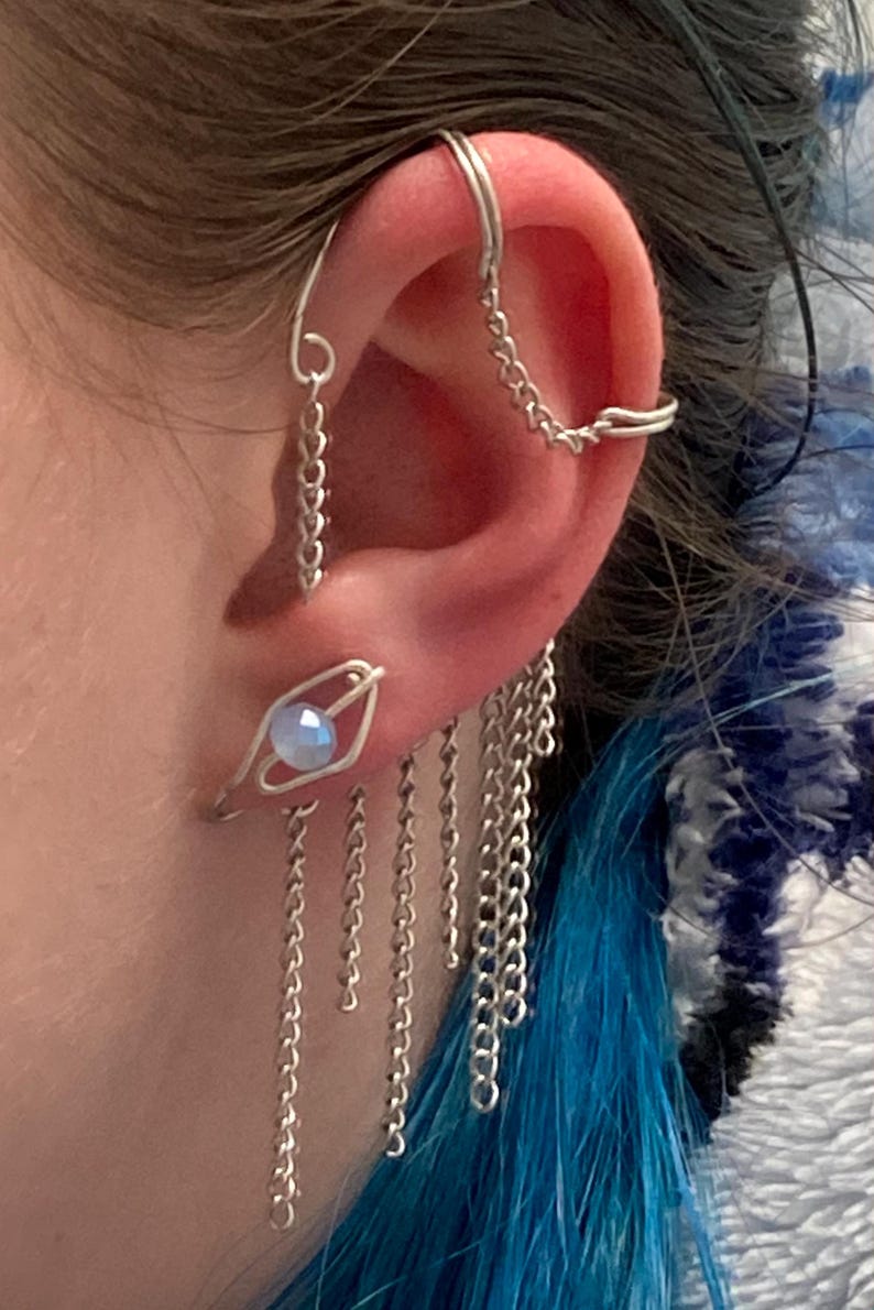 Earcuff No Piercing Ear Wrap Ear Jacket With Chain Tassels Custom ...