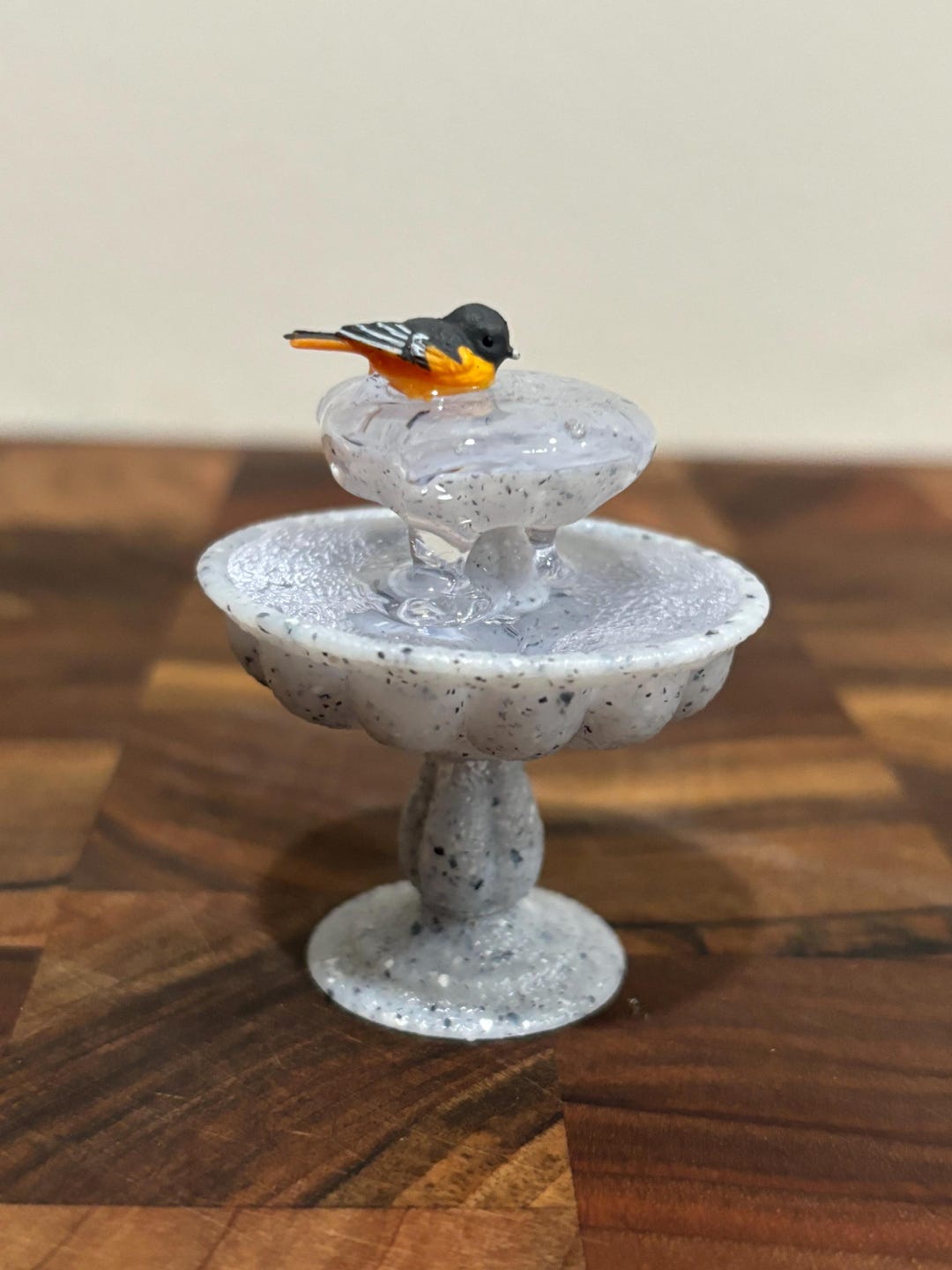 Miniature Bird Bath With Oriole Doll Size Tiny Food Miniverse Lifestyle ...