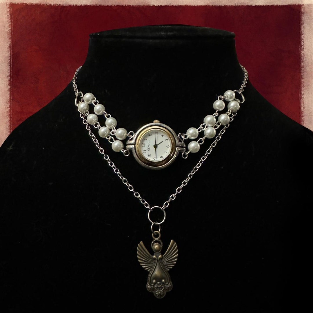 Handmade Mixed Metal Watch Face and Charm Necklace - Etsy