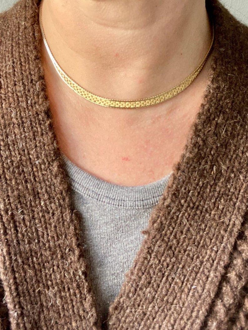 Distinctive Rare 14k Gold Geneva Link Variation Choker Necklace Denmark ...