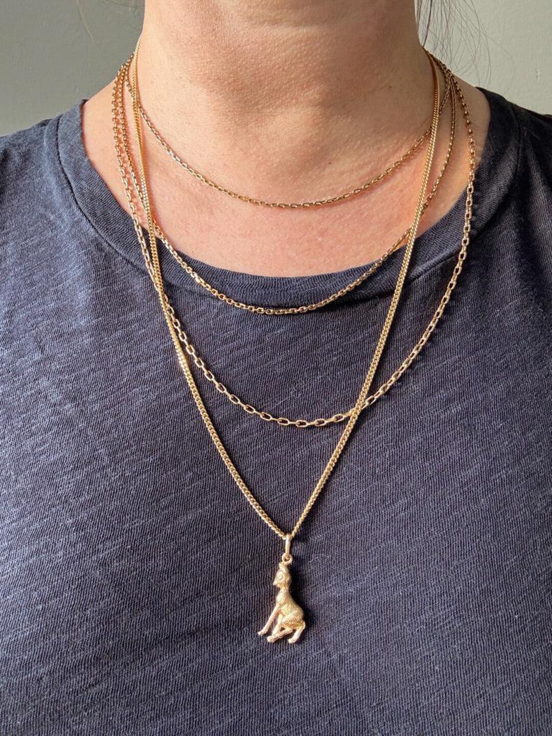 The 14k Gold Danish Vintage Skinny Biker Link Chain Necklace, Signed 20 ...
