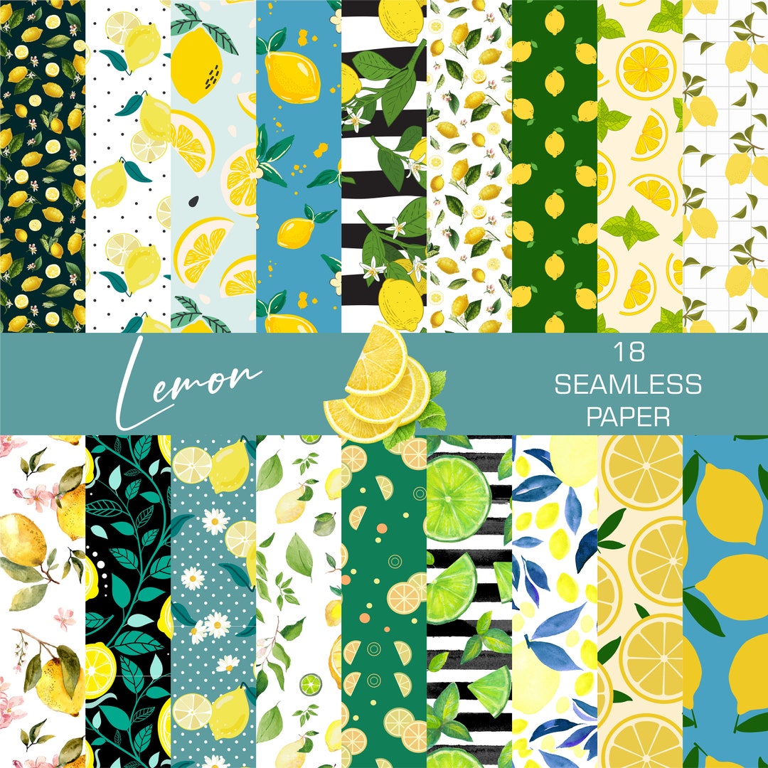 Lemon Seamless Digital Paper Designs Lemon Theme Paper Pack Digital ...