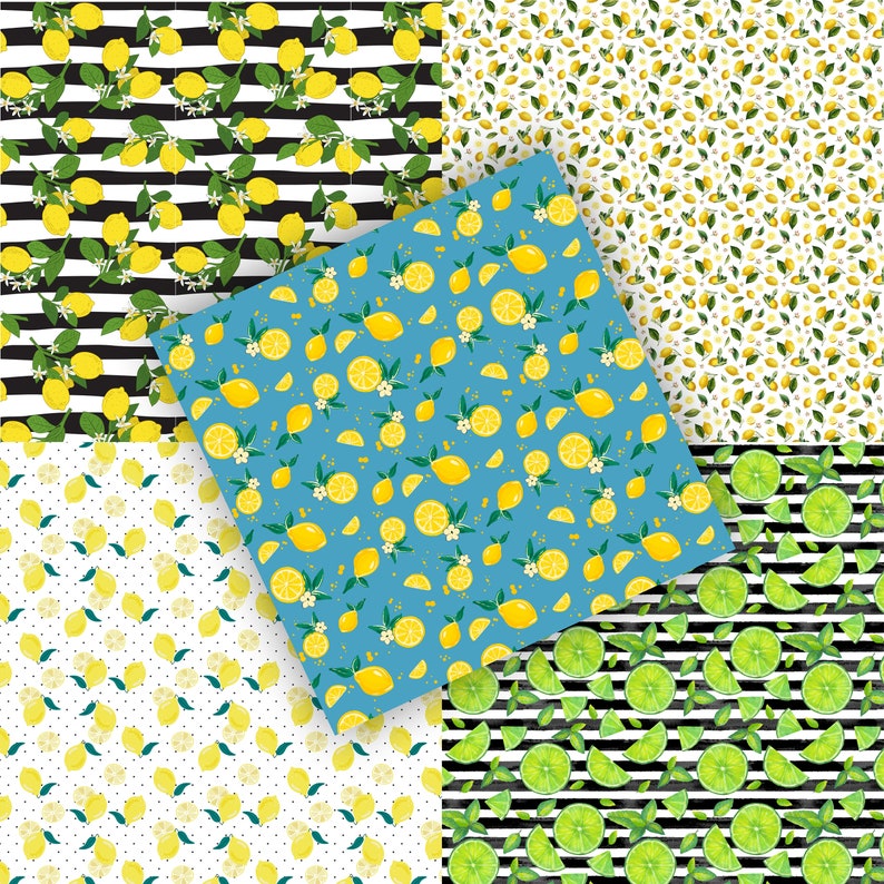 Lemon Seamless Digital Paper Designs Lemon Theme Paper Pack Digital ...