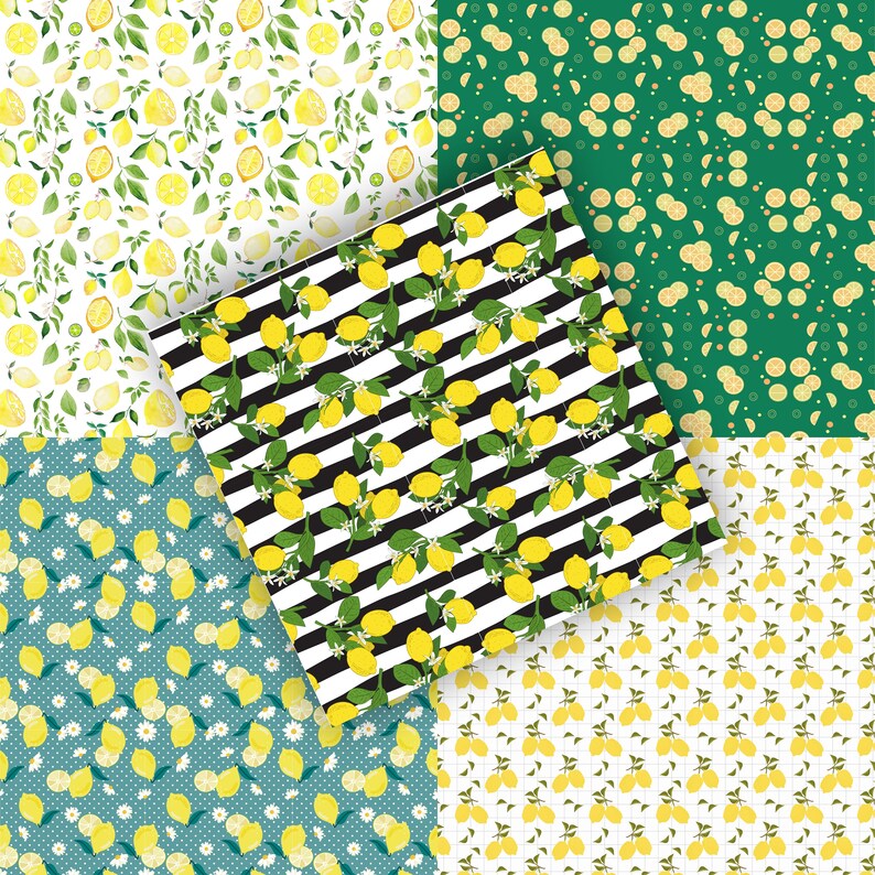 Lemon Seamless Digital Paper Designs Lemon Theme Paper Pack Digital ...