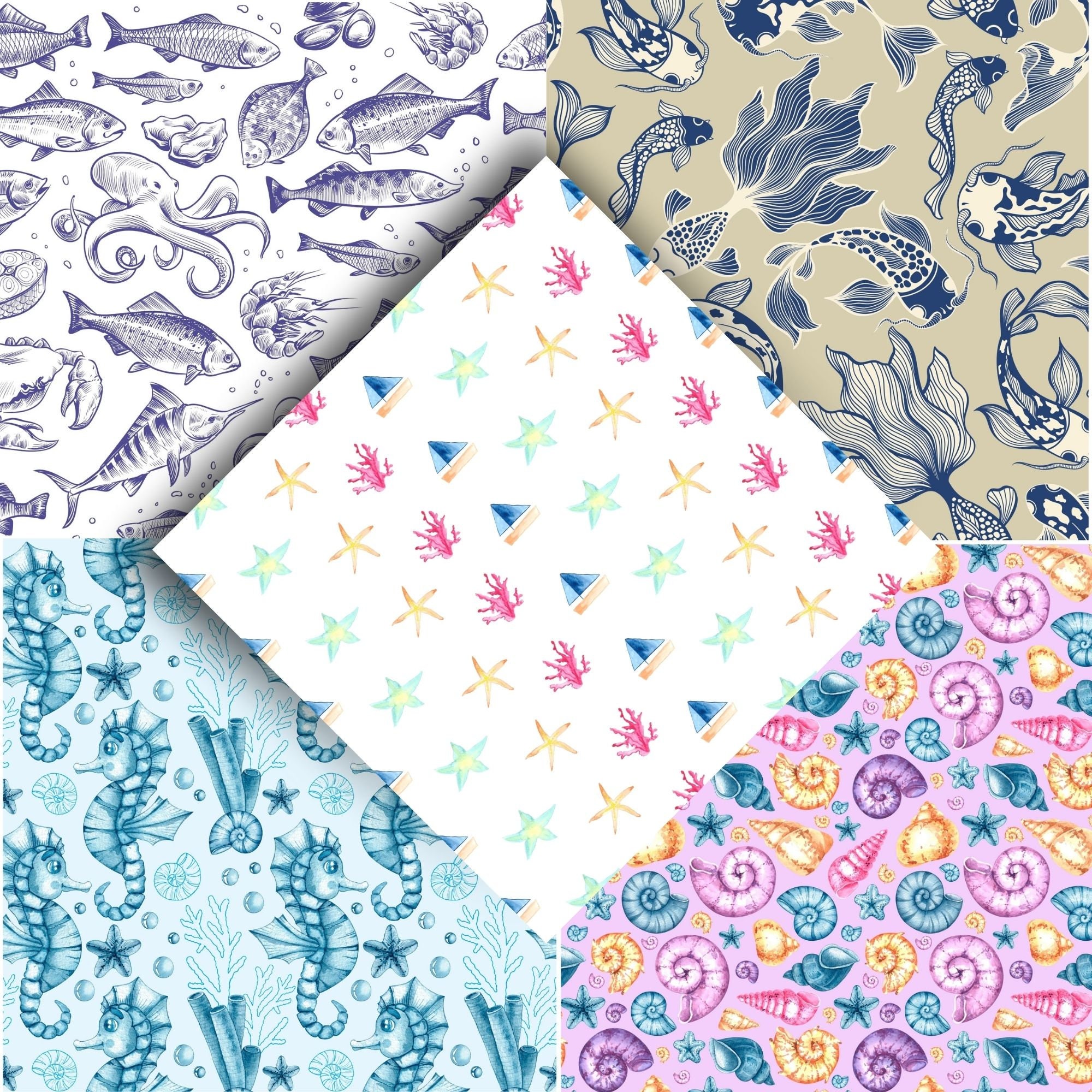 Under Water Digital Paper Designs Fish Paper Pack Digital Scrapbooking ...