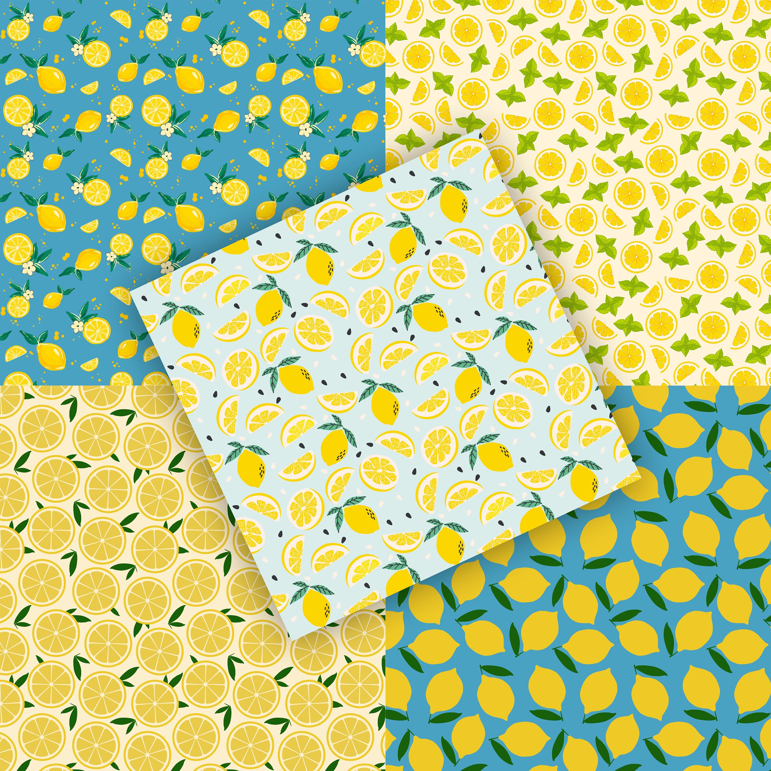 Lemon Seamless Digital Paper Designs Lemon Theme Paper Pack Digital ...